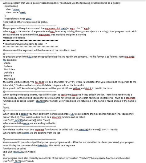 Solved Write A Program That Uses A Pointer Based Linked