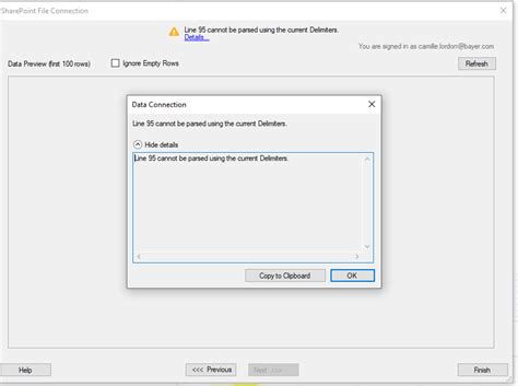 Microsoft Sharepoint Online File Custom Delimiter Error Message Spotfire Spotfire Community