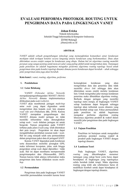 Pdf Evaluasi Performa Protokol Routing Untuk Pengiriman Data Pada Lingkungan Vanet