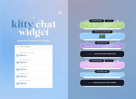 browser kitty chat widget customizable colors twitch overlays minimalist aesthetic gamer
