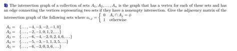 Solved 劬 The intersection graph of a collection of sets Chegg