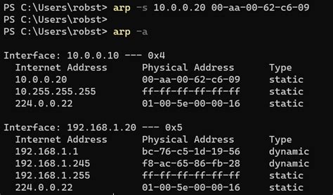 Windows ARP Command Display And Clear ARP Cache