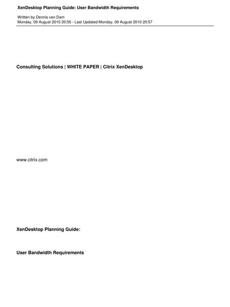 Xendesktop Planning Guide User Bandwidth Requirements Pdf Desktop Virtualization Computing