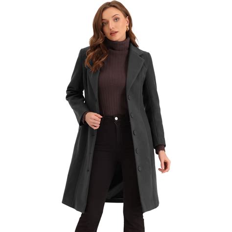 Abrigo Largo De Invierno Para Mujer Con Solapa Negro Xl Allegra K