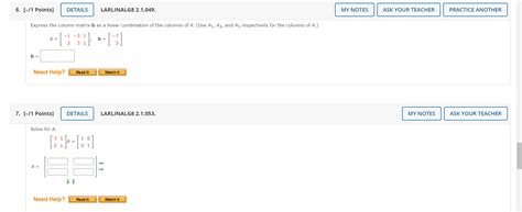 Solved Express The Column Matrix B As A Linear Combination