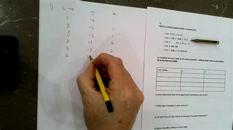 trace tables model answers 1 of 5 youtube