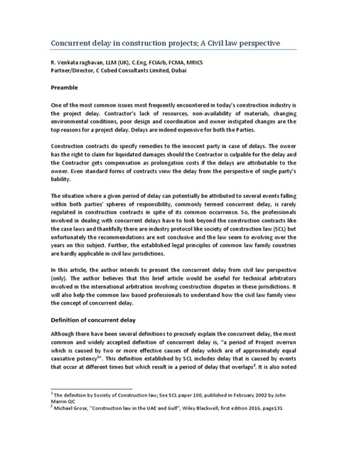 Concurrent Delay In Construction Project Pdf