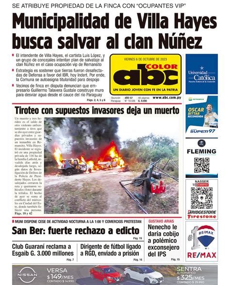 Diario Abc Color Resumen De Los Títulos Principales Del 6 De Octubre De 2023 Podcast Radio