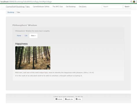 The ASP NET MVC Club Bootstrap Tutorial Lesson Responsive Tabs With Scrollspy