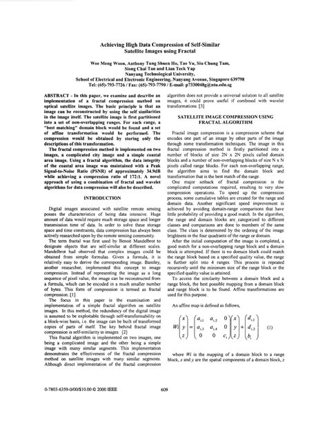 Pdf Achieving High Data Compression Of Self Similar Satellite Images