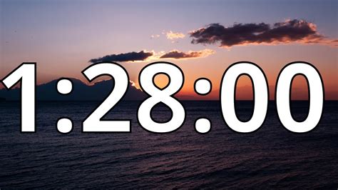 1 Hour 28 Minutes Countdown Timer With Alarm Sound At The End Simple Beep Youtube