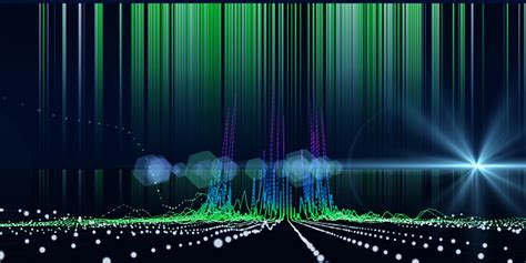 흐리게 선과 렌즈 효과가 있는 추상배경 분석 그리드 다이어그램입니다 인공지능 비즈니스 기술 및 과학 배너 빅 데이터 가상현실에