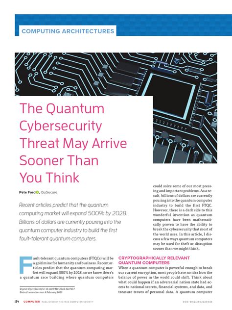 The Quantum Cybersecurity Threat May Arrive Sooner Than You Think Pdf