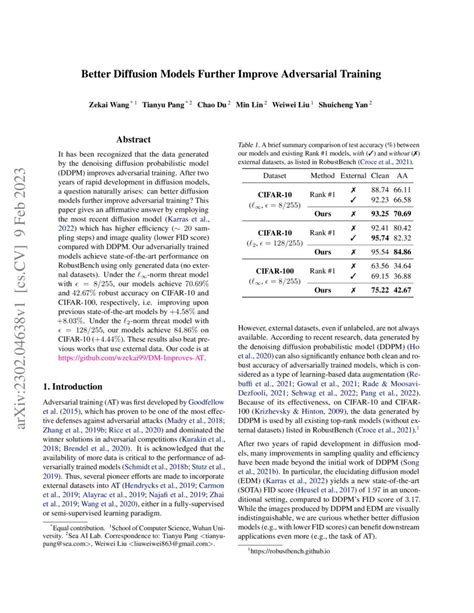 Better Diffusion Models Further Improve Adversarial Training Deepai