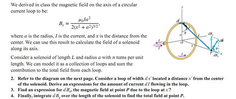 We Derived In Class The Magnetic Field On The Axis Of Chegg Com