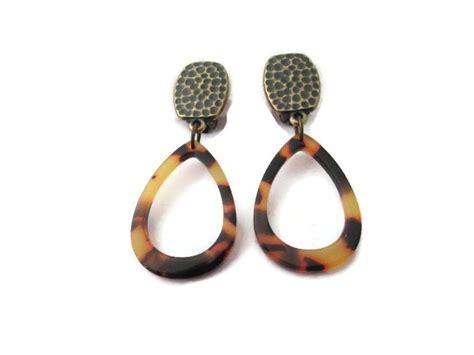 Brass Clip On Tortoise Shell Clip On Earring Tortoise Shell Clip