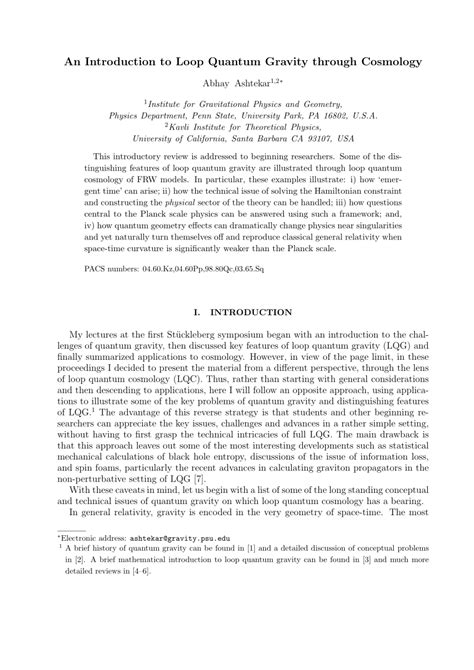 Pdf Introduction To Loop Quantum Gravity And Cosmology