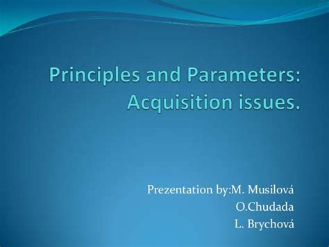 principles of parameters