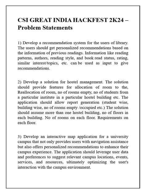 Hackathon Problem Statements Pdf