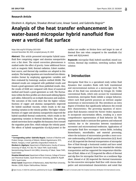Pdf Analysis Of The Heat Transfer Enhancement In Water Based Micropolar Hybrid Nanofluid Flow