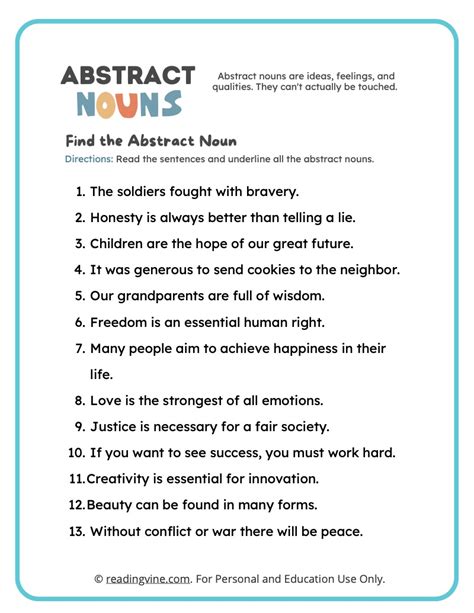 What Are 10 Abstract Nouns