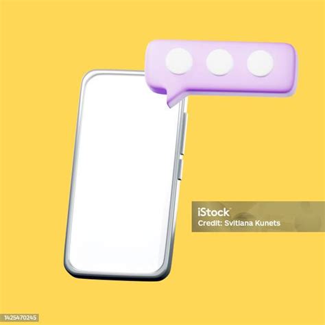 음성 거품이있는 전화의 래스터 그림 하나의 새로운 알림 메시지 채팅 서신 대화 소셜 네트워크가있는 스마트 폰 비즈니스 및 광고를