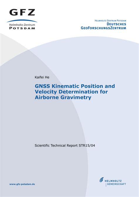 Pdf Gnss Kinematic Position And Velocity Determination For Airborne Gravimetry