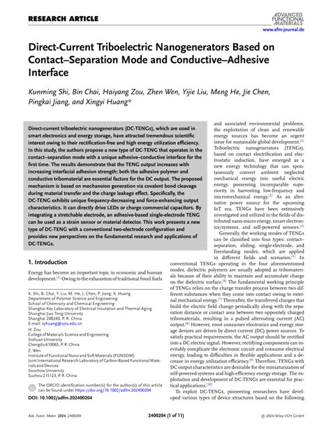 Direct‐current Triboelectric Nanogenerators Based On Contactseparation