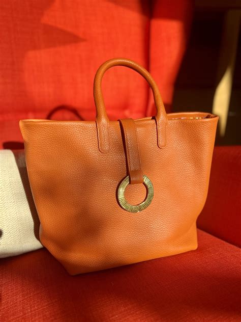 Bibi Bag In Pelle Con Manici Arancio Benbar Gioielli Fatti A Mano