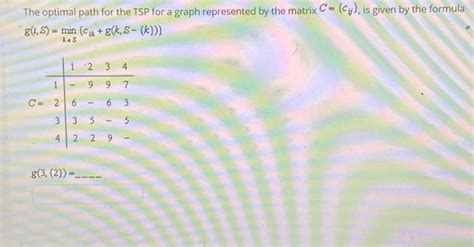 solved the optimal path for the tsp for a graph represented