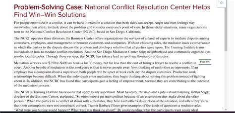 Solved Problem Solving Case National Conflict Resolution Chegg