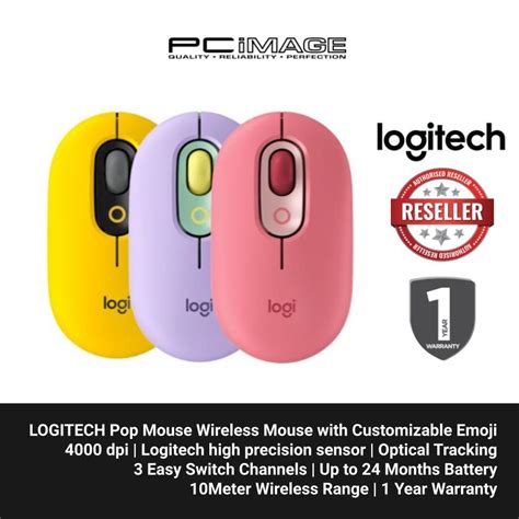 Logitech Pop Mouse Wireless Mouse With Customizable Emoji Pc Image