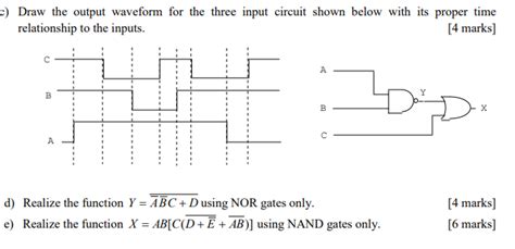 Solved C Draw The Output Waveform For The Three Input Chegg
