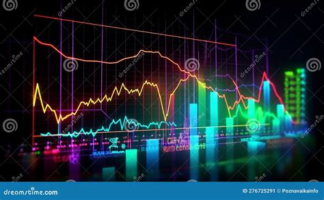 Stock Market Chart Glowing On Dark Background Growth Stock Diagram Financial Graph Financial