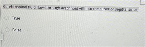 Solved Cerebrospinal Fluid Flows Through Arachnoid Villi