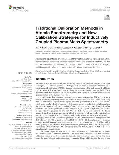 Pdf Traditional Calibration Methods In Atomic Spectrometry And New