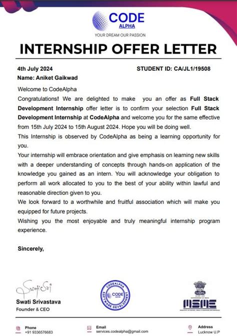 Aniket Gaikwad On Linkedin Internship Codealpha Techinnovation