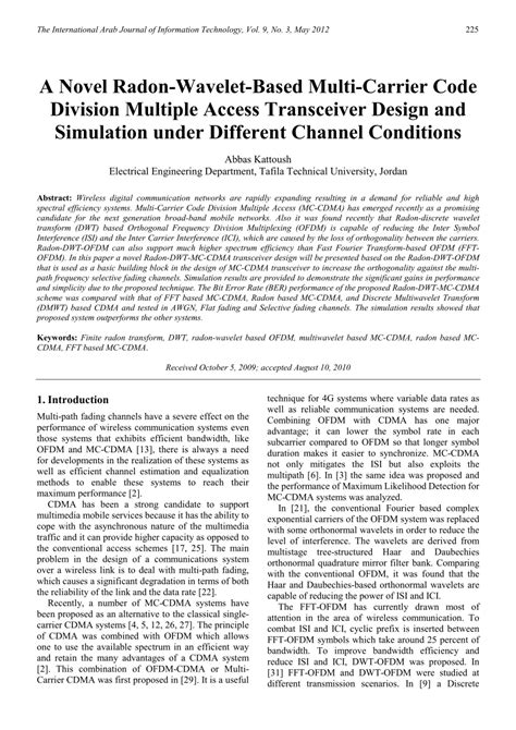 Pdf A Novel Radon Wavelet Based Multi Carrier Code Division Multiple Access Transceiver Design