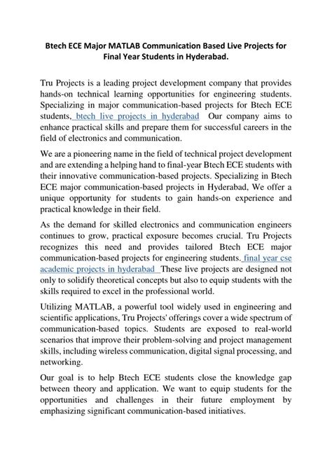 Ppt Btech Ece Major Matlab Communication Based Live Projects For Final Year Students In
