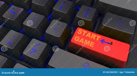 Black Keyboard With Start Game Button D Render Image Stock Illustration Illustration Of