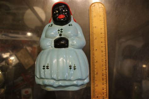 Vintage Blue McCoy Aunt Jemima String Yarn Holder Black Americana WOW JSH Antique Price