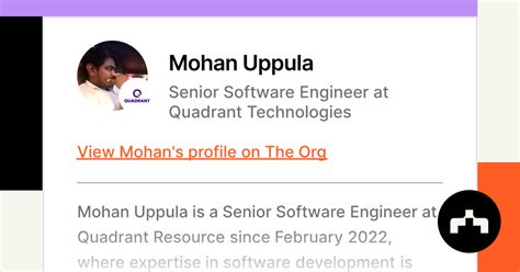 Mohan Uppula Senior Software Engineer At Quadrant Technologies The Org