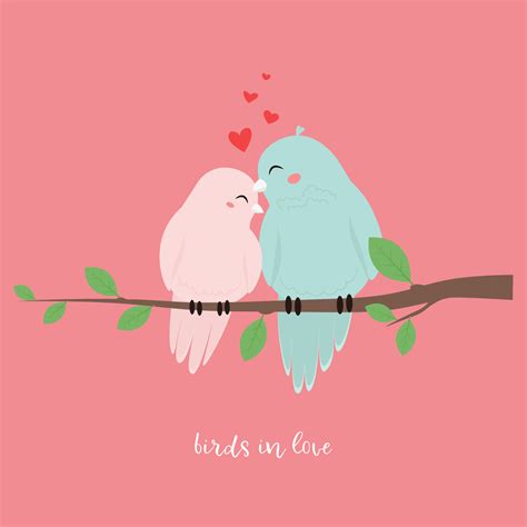 Cute Cartoon Love Birds