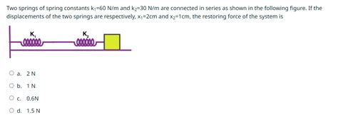 Solved Two Springs Of Spring Constants K1 60nm ﻿and K2 30nm