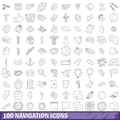 Navigation Icons Set Outline Style Vector Art At Vecteezy