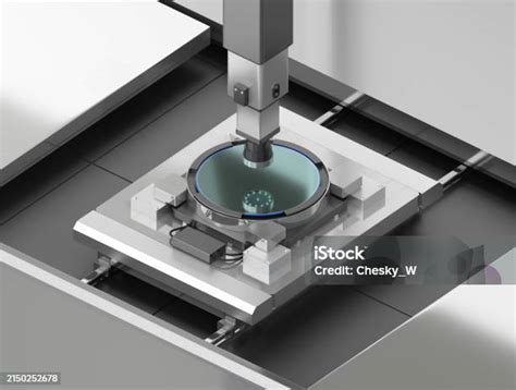 Isometric View Of Semiconductor Silicon Wafer Probe Testing Process
