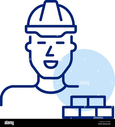 Man In Hard Hat And Bricks Safety In Construction Work Manual Labor