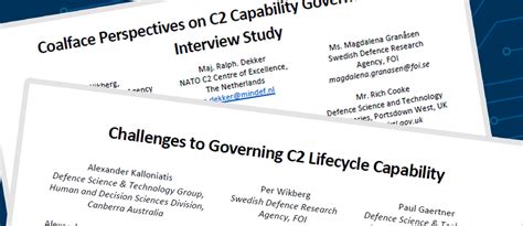 Research Task Group On C2 Capability Lifecycle Governance Publishes Two