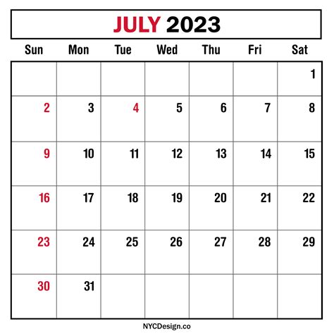 July 2023 Monthly Calendar With Us Holidays Planner Printable Free