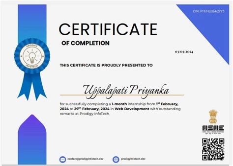 Priyanka Uppalapati On Linkedin Prodigyinfotech Webdevelopment Intership Fresher